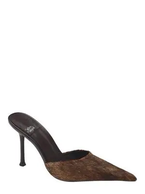 Jeffrey Campbell Robyn Calf Hair Mules - Black Brown Longhair