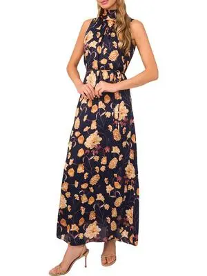 Ted Baker London Sleeveless Floral Bow Back Maxi Dress - Baritone Blue