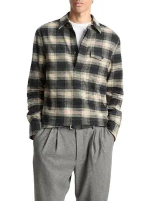 Vince Bowden Plaid Cotton Popover Shirt - Black Combo