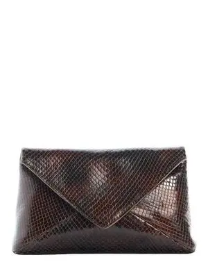 DRIES VAN NOTEN Snakeskin Embossed Leather Clutch
