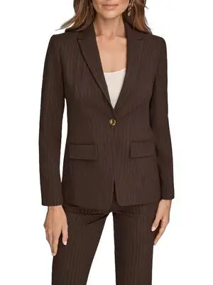 Donna Karan New York One-button Striped Blazer - Chocolate