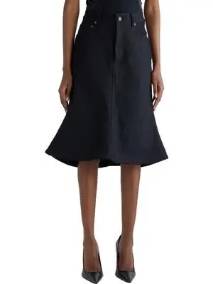 Balenciaga Denim A-line Midi Skirt - 1000 Black