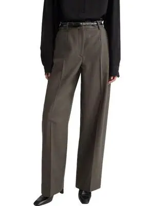 TOTEME Tailored Wool Blend Wide Leg Trousers - Forest
