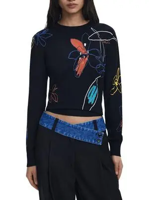 DESIGUAL Floral Crewneck Sweater