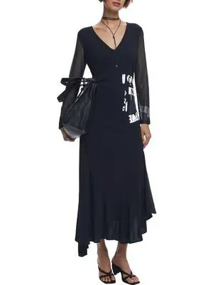 Desigual Printed Maxi Dress - Black