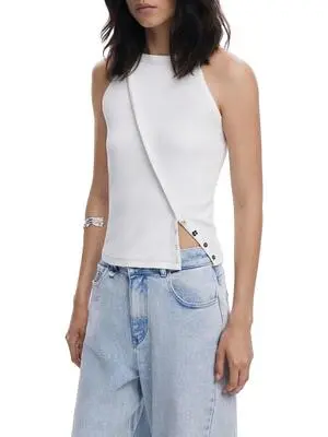 Desigual Straps Rib Tank - White