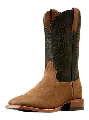 Ariat Circuit Paxton Cowboy Boot - Ranch Brown Suede/bayou Black