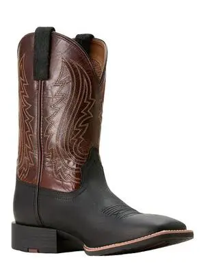 Ariat Sport Big Country Wide Square Toe Cowboy Boot - Basic Black/mahogany