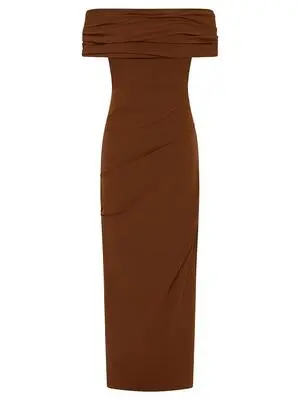 Rachel Gilbert Camille Off-the-shoulder Midi Dress - Brown