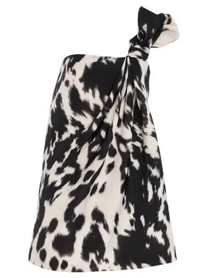 Oscar De La Renta Asymmetric Crepe Mini Dress - Black,white