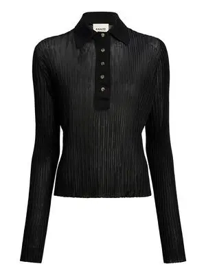 Khaite Vin Ribbed Sheer Top Black