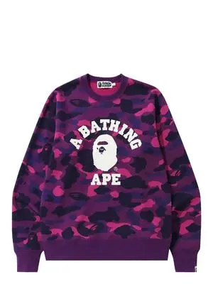 A BATHING APE Color Camo College Crewneck - Purple