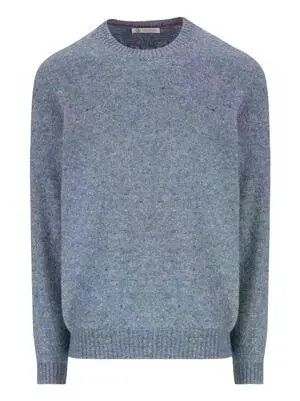 Brunello Cucinelli Mottled-effect Ribbed-knit Sweater - Blue