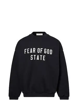 Fear Of God Brand-Patch Relaxed-Fit Cotton-Blend Sweatshirt Jet Black