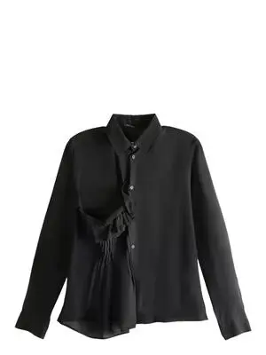 Yohji Yamamoto Pleated Ruffle Shirt - Black