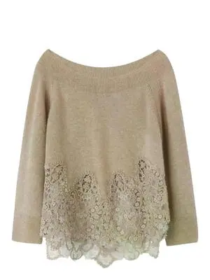 Ermanno Scervino Lace Detail Cashmere-wool Sweater - Neutrals