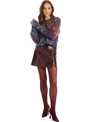 Allison River Faux Leather A-line Mini Skirt - Burgundy / Red
