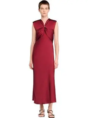 Sandro V-neck Maxi Dress - Burgundy