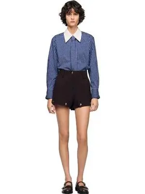 Sandro Checkered Shirt With Removable Tie - Blue