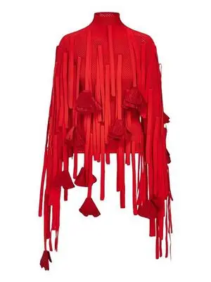 FERRAGAMO Mesh Top With Floral Detail - Red