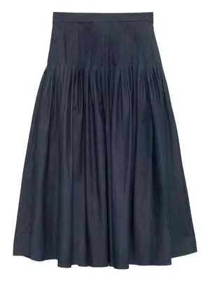 Carolina Herrera Pleated Denim Skirt - Blue