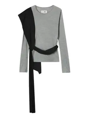 MAISON MARGIELA Draped-panel Long-sleeved Top - Grey