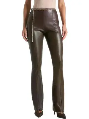 Manière De Voir Chain-detail Faux-leather Flare Leggings - Brown