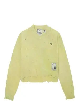 Mihara Yasuhiro Frayed V-neck Sweater - Green