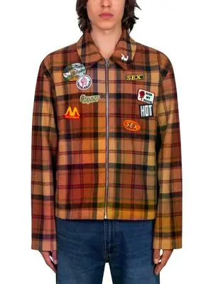 CARNE BOLLENTE Kiss My Patch Plaid Shirt Jacket - Orange