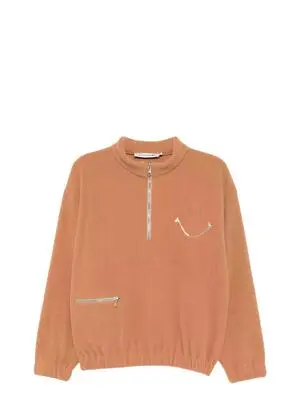 Joshua Sanders Embroidered Fleece Zip-up Sweatshirt - Brown