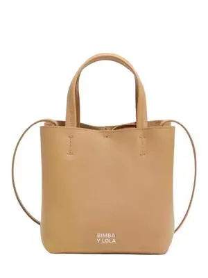 Bimba Y Lola Small Leather Tote Bag - Neutrals