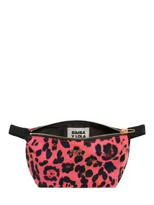 Bimba Y Lola Leopard-print Zip Make-up Bag - Pink