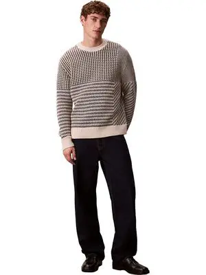 Calvin Klein Wool-blend Patterned Sweater - Taupe Tone