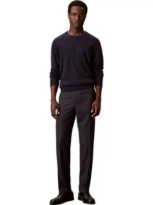 Calvin Klein Viscose Blend Check Slim Trousers - Dark Sapphire