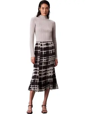 CALVIN KLEIN Printed Flared Midi Skirt