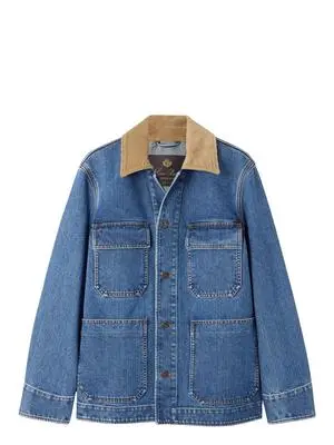 Loro Piana Dean Corduroy-trimmed Denim Jacket - Blue