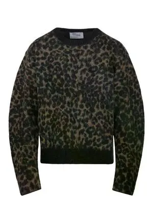 NUDE Leopard-print Balloon Sleeve Sweater - Green