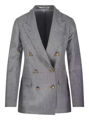 Tagliatore Double-breasted Blazer With Gold Buttons - Grey