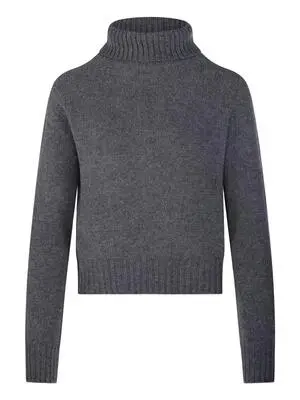 BEYOU Turtleneck Ribbed Knit Sweater Grey
