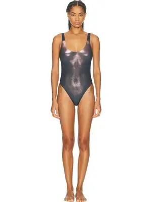 JEAN PAUL GAULTIER Body Dust Printed One-Piece Swimsuit Black & Brown