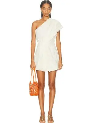 SIEDRES Pula One-Shoulder Dress Ecru