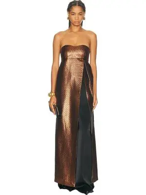 SEV Metallic Long Open Dress - Brown