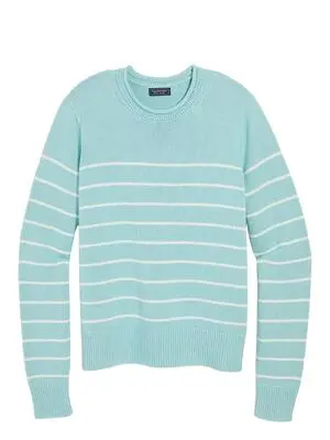 Vineyard Vines Cotton Rollneck Sweater - Molly Stripe Aqua