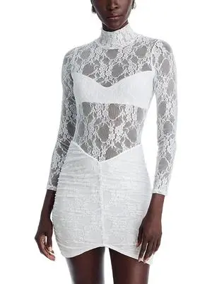 NIGHTCAP Drop Waist Lace Mini Dress - White