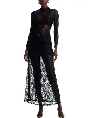 NIGHTCAP Drop Waist Lace Maxi Dress - Black