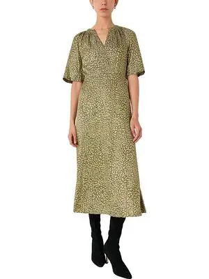 Whistles Leopard Print Midi Dress - Green Multi