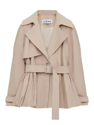 Loewe Cotton Belted Short Trench Coat - Beige