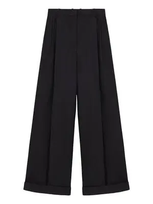 Loewe Wool-silk Wide-leg Trousers - Black