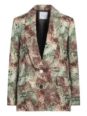 GAËLLE PARIS Single-breasted Snakeskin-print Blazer - Green