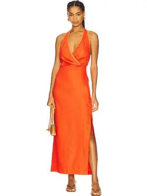 Sir The Label Panettone Twist Midi Dress - Tangerine